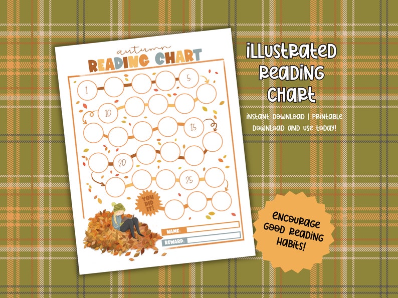 Autumn Kid Reading Chart, Simple Reading Chart for Kids, Illustrated ...