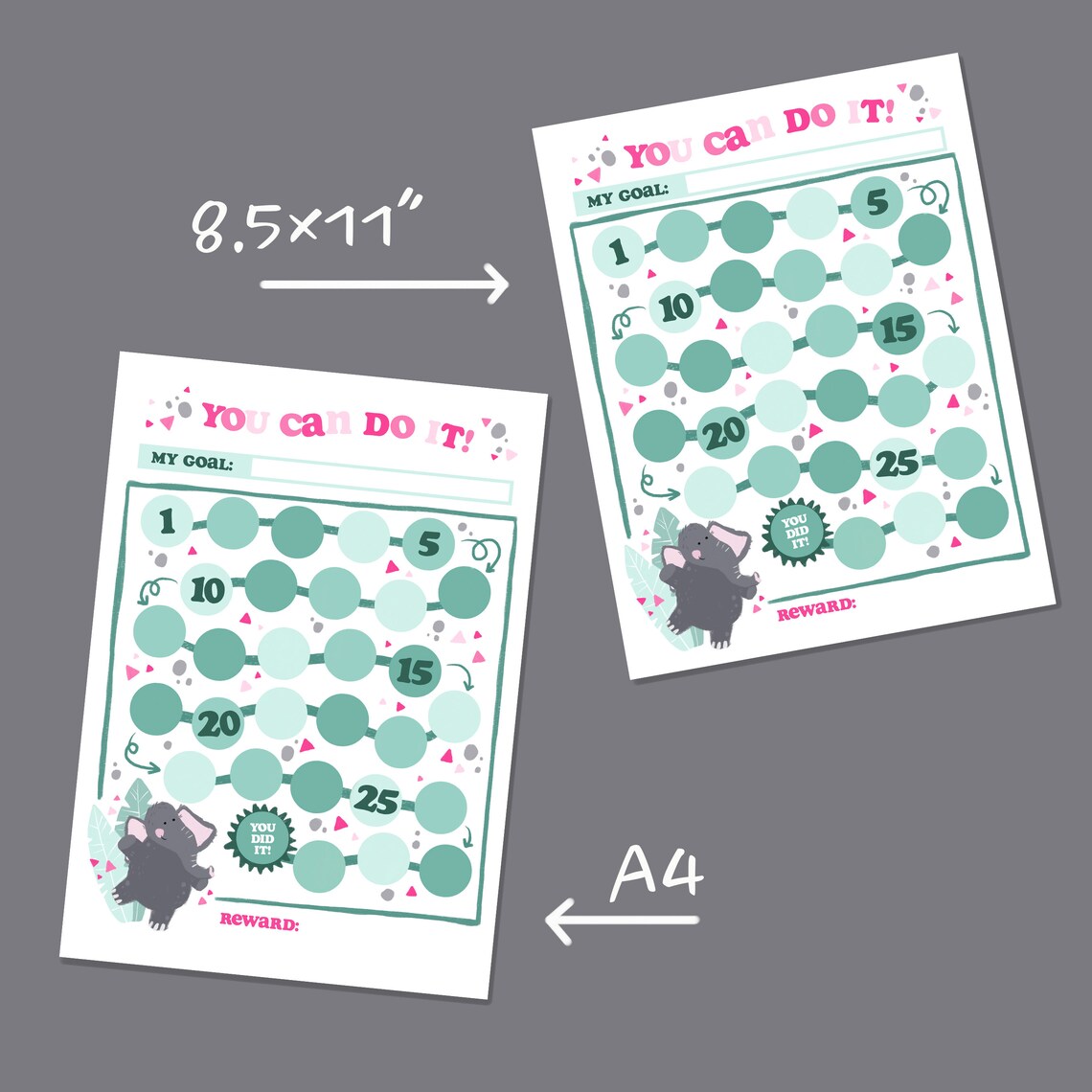Elephant Reward Chart for Kids, Simple Kids Reward Chart, Cute Animal ...