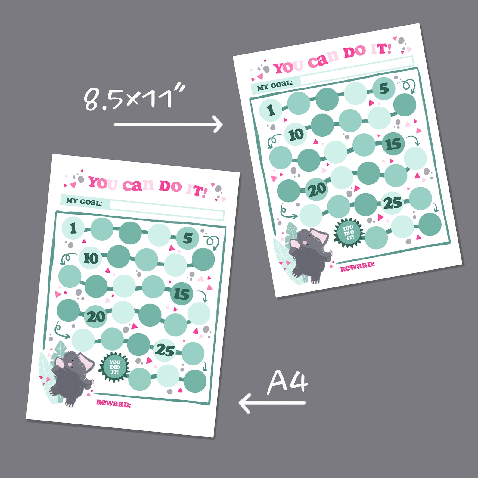 Elephant Reward Chart for Kids, Simple Kids Reward Chart, Cute Animal ...