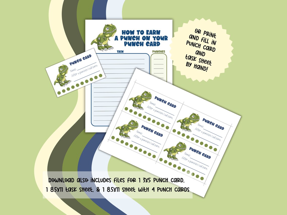 Editable Punch Card for Kids, Printable Punch Card, Printable Reward ...