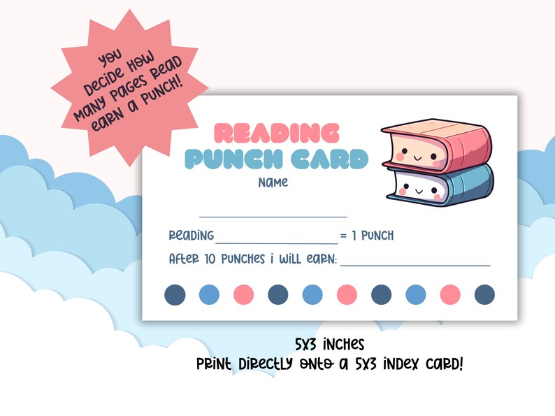 Printable Reading Punch Card, Reading Log, Classroom Reward System ...