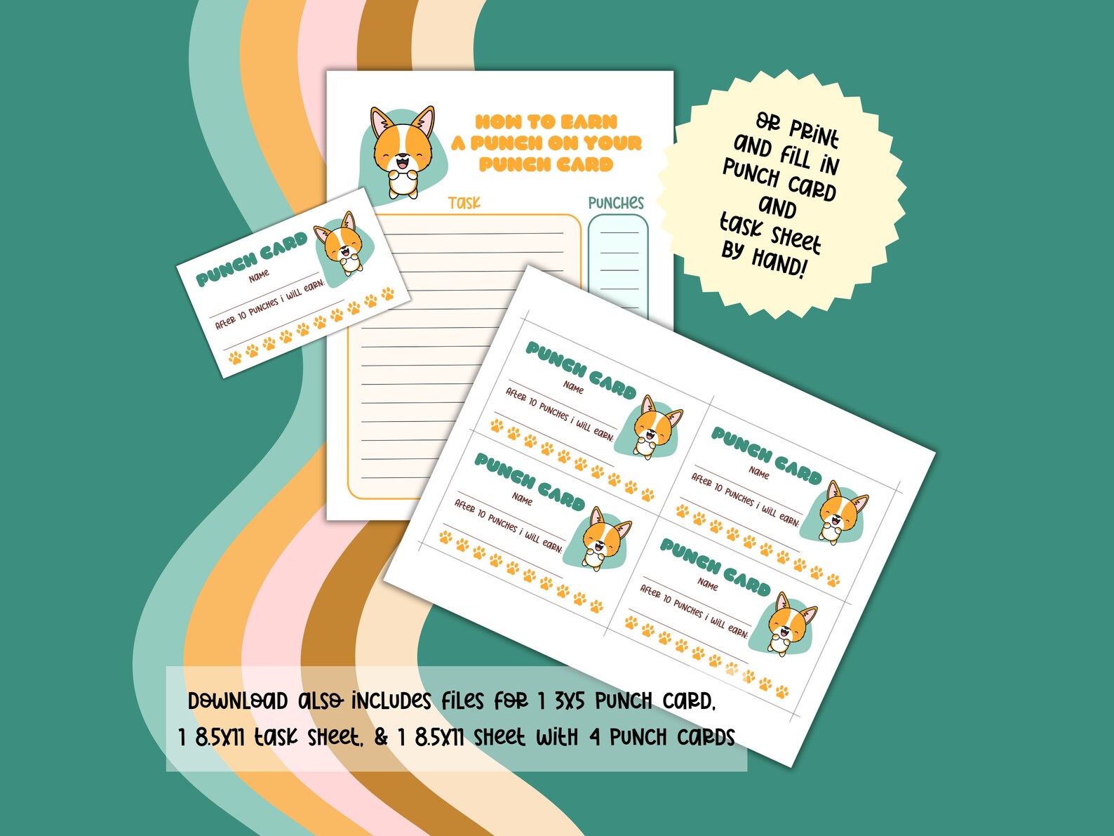 Editable Punch Card for Kids, Printable Punch Card, Printable Reward ...
