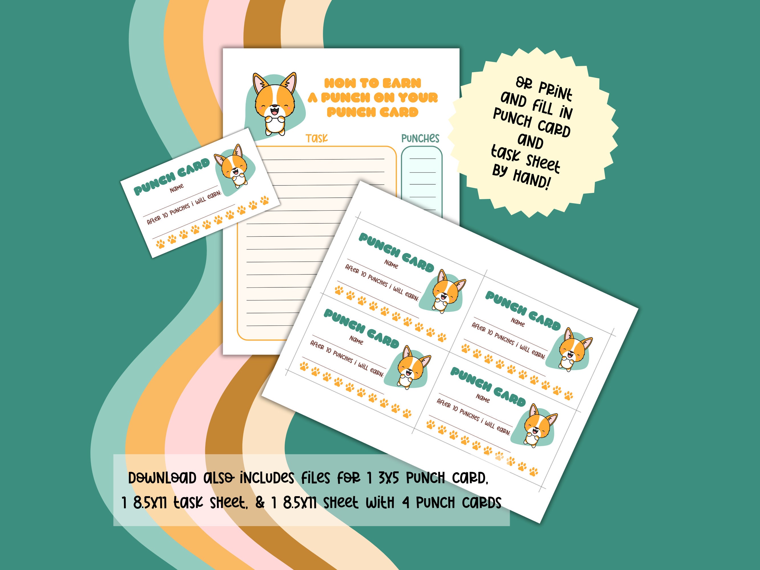 Editable Punch Card for Kids, Printable Punch Card, Printable Reward ...