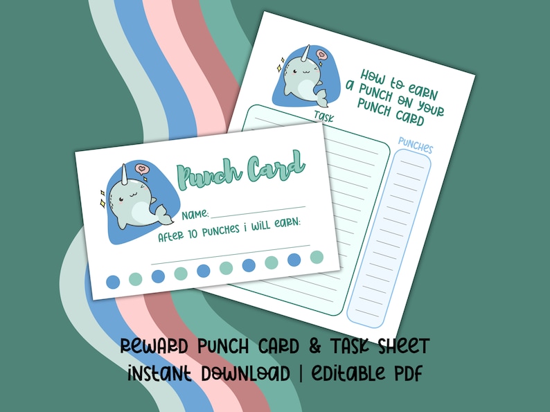 Editable Punch Card for Kids, Printable Punch Card, Printable Reward ...
