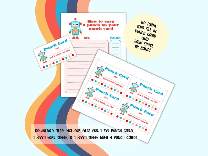 Editable Punch Card for Kids, Printable Punch Card, Printable Reward ...