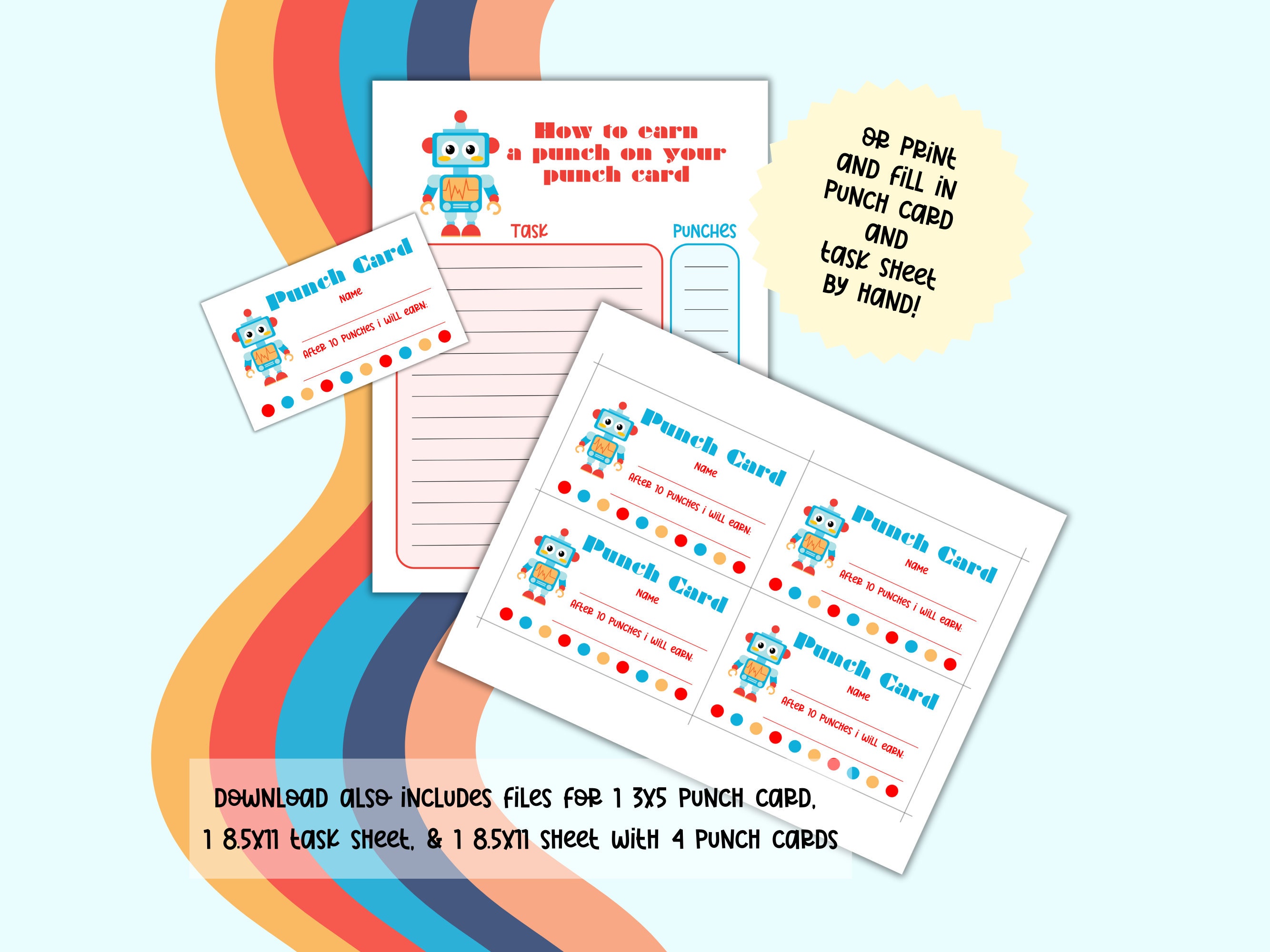 Editable Punch Card for Kids, Printable Punch Card, Printable Reward ...