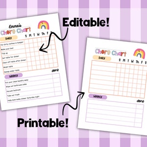 Editable Kids Chore Chart: Responsibility & Routine (digital Download) - Etsy