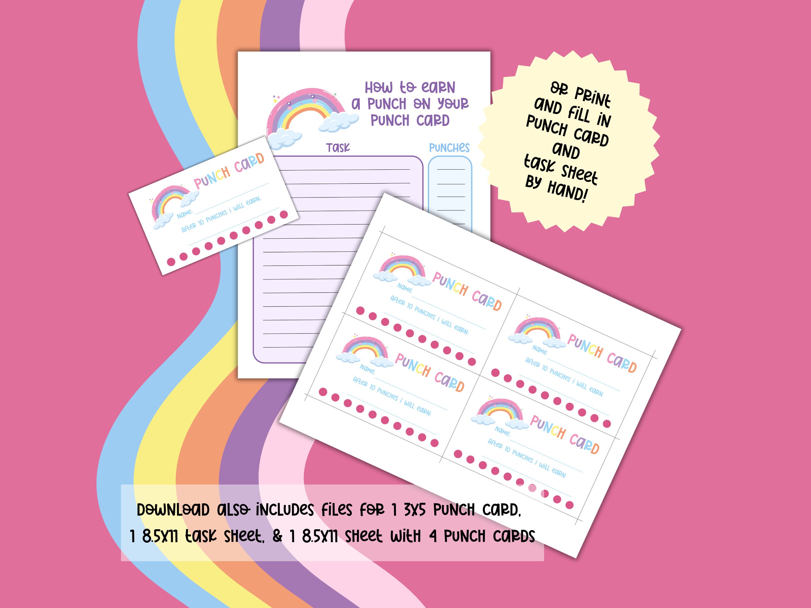 Editable Punch Card for Kids, Printable Punch Card, Printable Reward ...