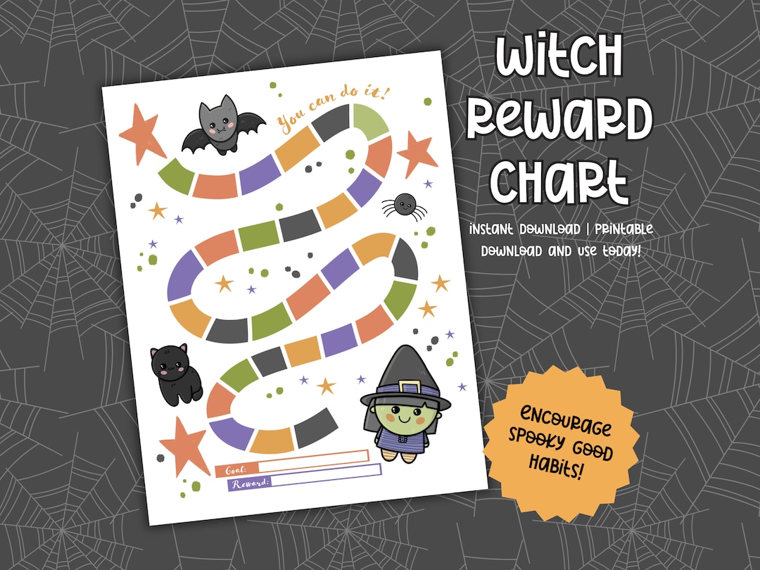 Witch Reward Chart for Kids, Simple Kids Reward Chart, Halloween Chart ...