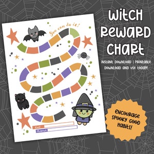 Witch Reward Chart for Kids, Simple Kids Reward Chart, Halloween Chart ...