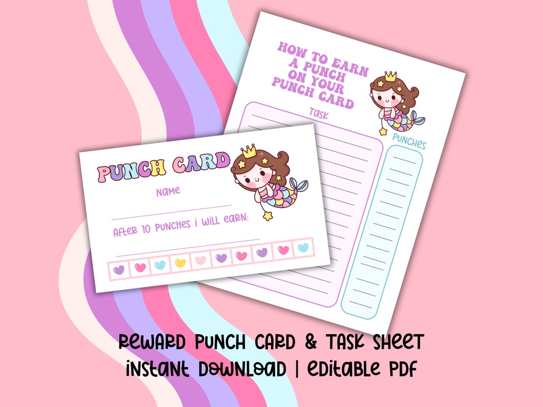 Editable Punch Card for Kids, Printable Punch Card, Printable Reward ...