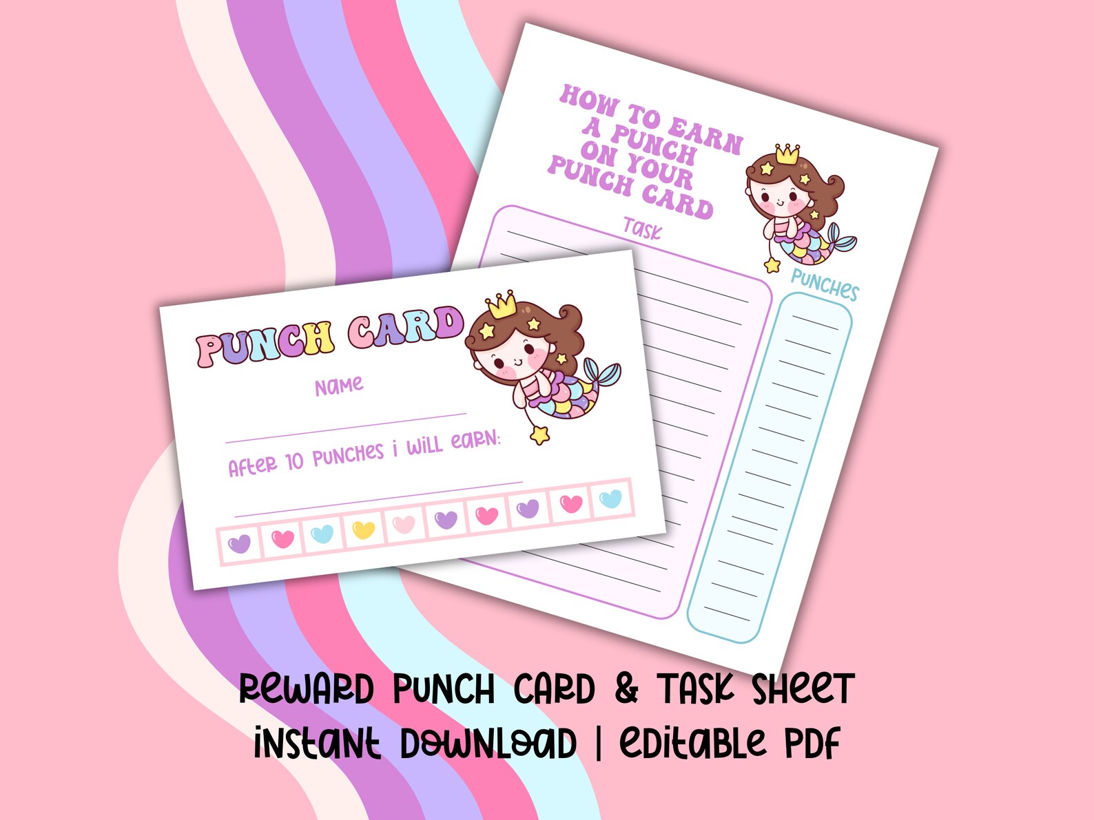 Editable Punch Card for Kids, Printable Punch Card, Printable Reward ...