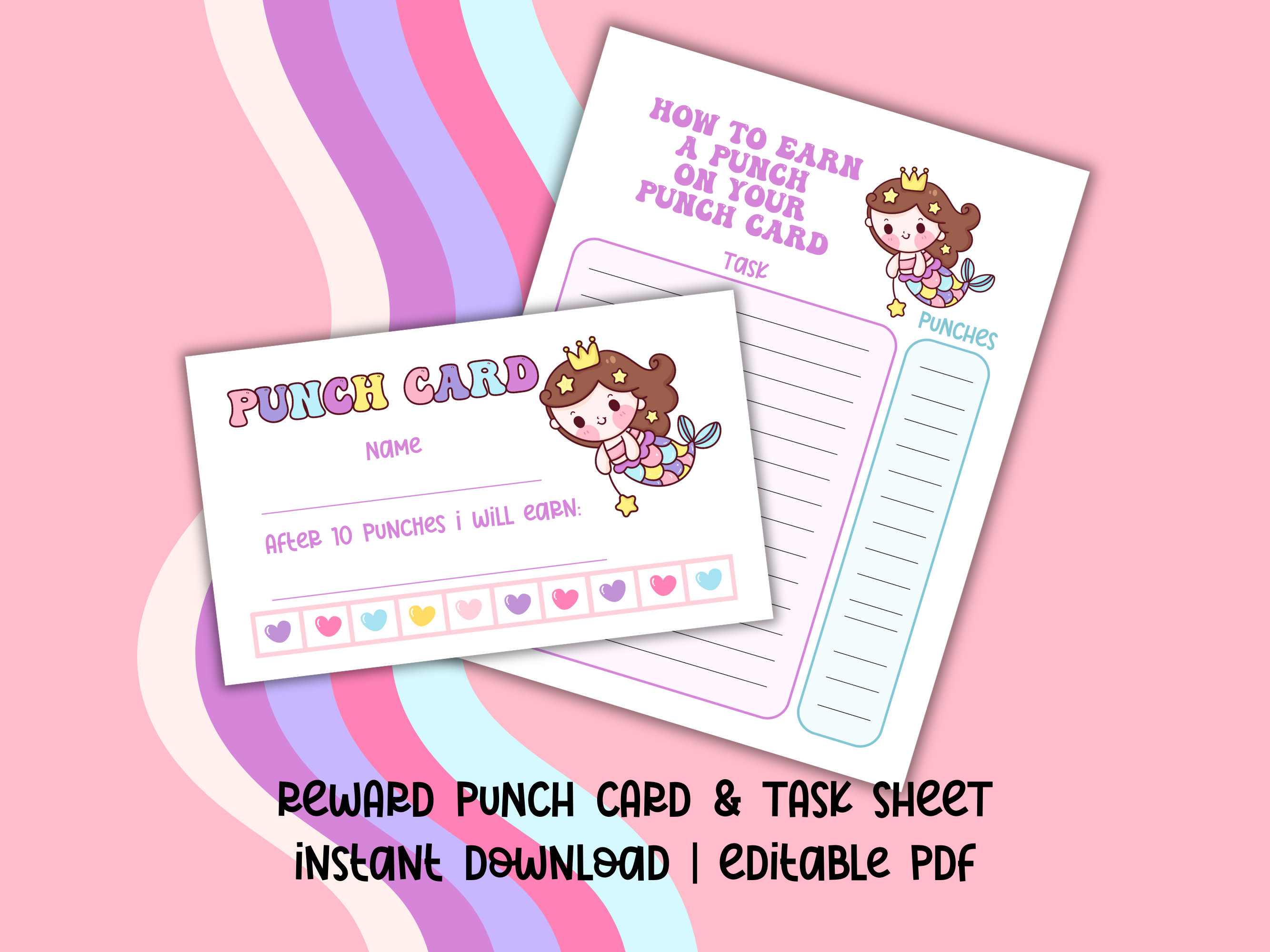Editable Punch Card for Kids, Printable Punch Card, Printable Reward ...