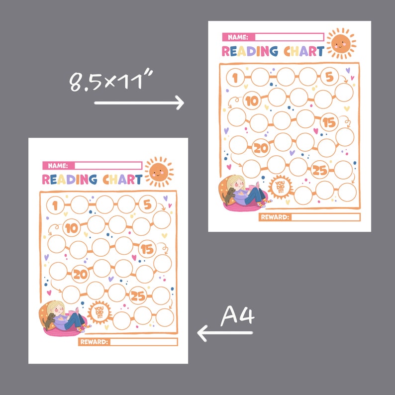 Cute Kid Reading Chart, Simple Reading Chart for Kids, Printable ...