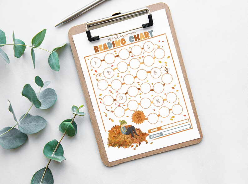 Autumn Kid Reading Chart, Simple Reading Chart for Kids, Illustrated ...
