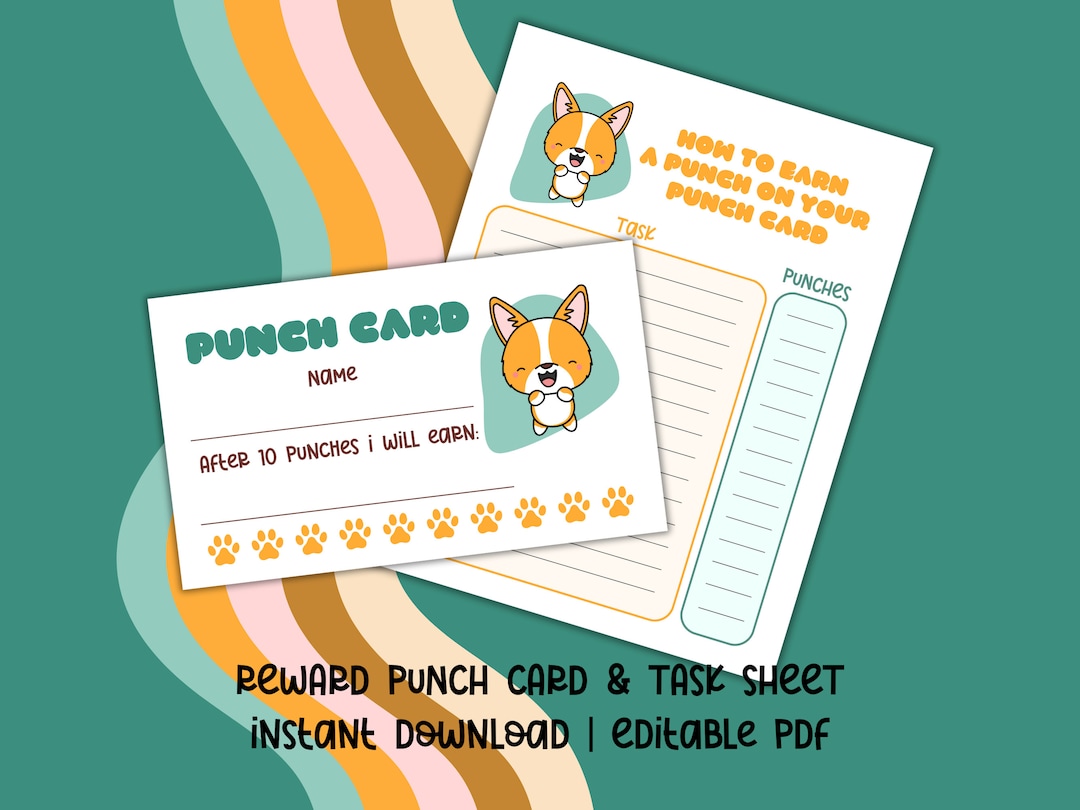 Editable Punch Card for Kids, Printable Punch Card, Printable Reward ...