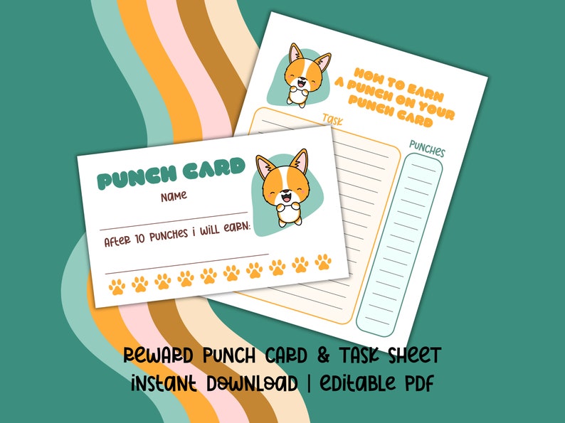 Editable Punch Card for Kids, Printable Punch Card, Printable Reward ...