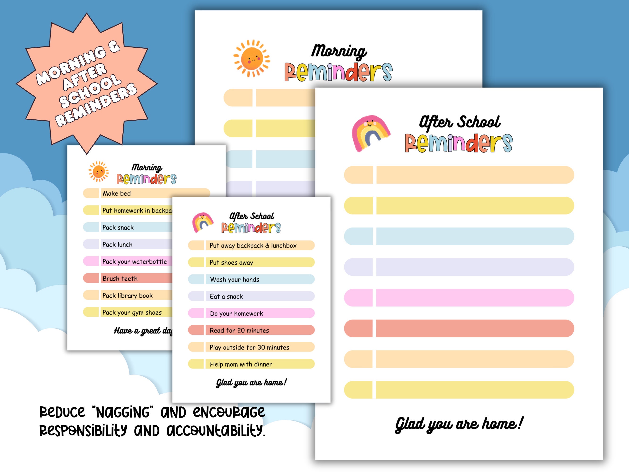 Kids Planner Bundle: Daily Checklist, Chore Chart, Homeschool Schedule ...