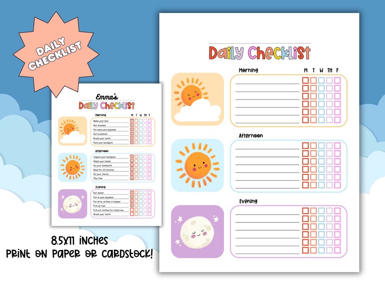 Kids Planner Bundle: Daily Checklist, Chore Chart, Homeschool Schedule ...