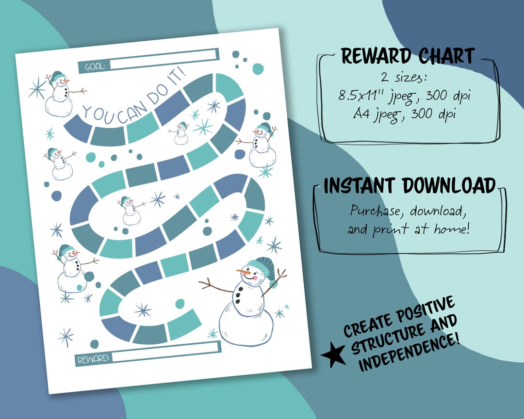 Winter Reward Chart for Kids, Simple Kids Reward Chart - INSTANT ...
