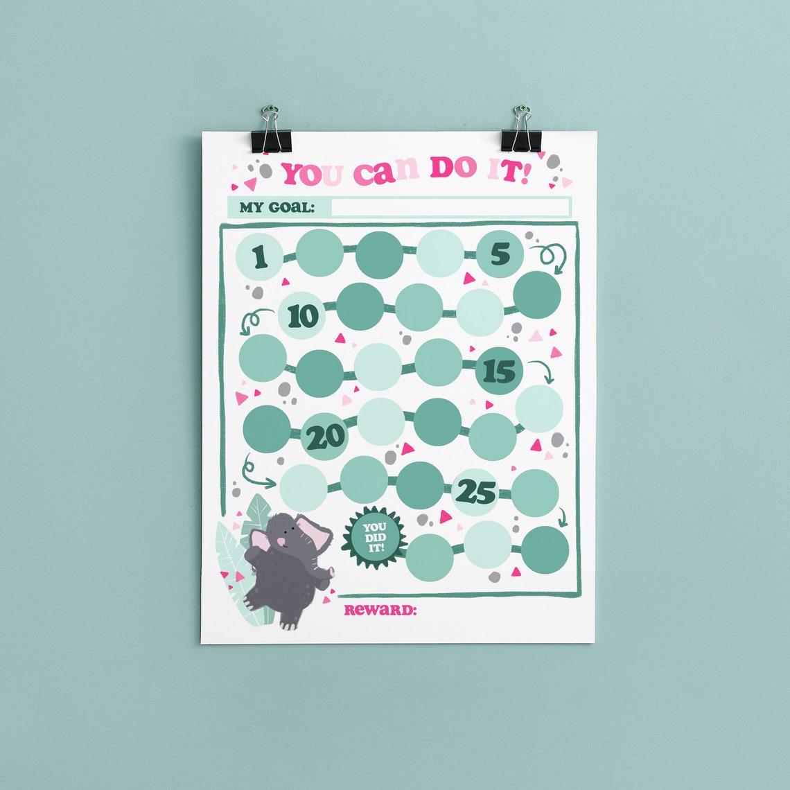 Elephant Reward Chart for Kids, Simple Kids Reward Chart, Cute Animal ...