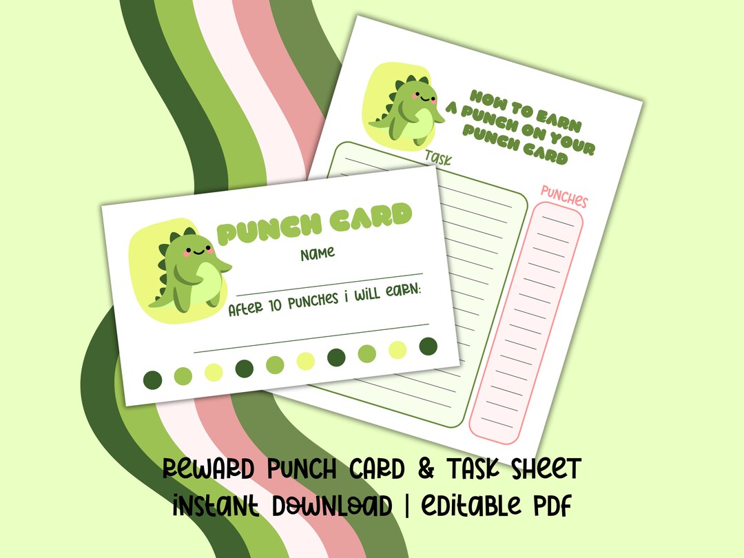 Editable Punch Card for Kids, Printable Punch Card, Printable Reward ...