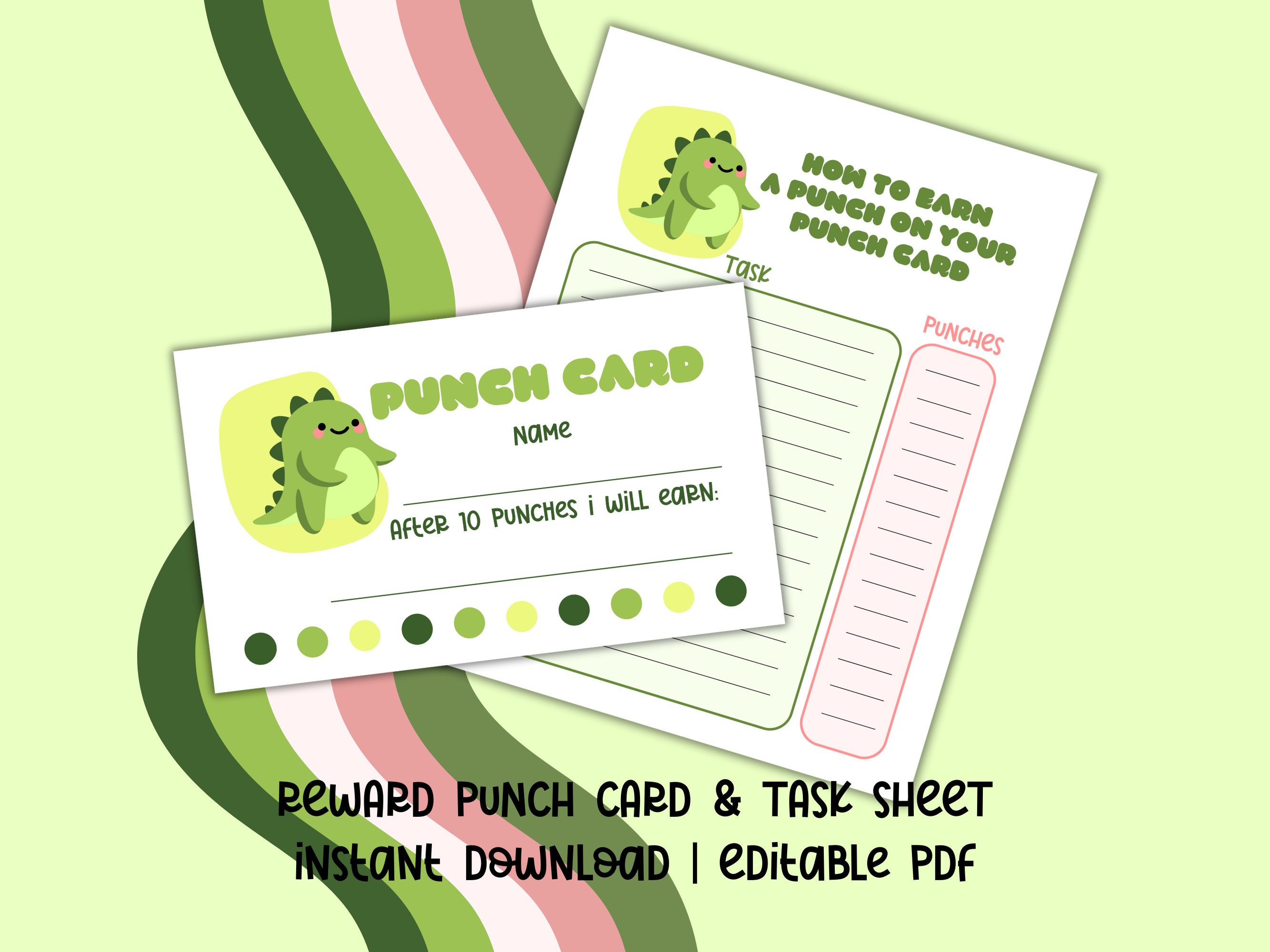Editable Punch Card for Kids, Printable Punch Card, Printable Reward ...