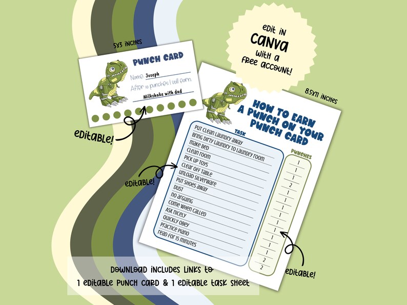 Editable Punch Card for Kids, Printable Punch Card, Printable Reward ...