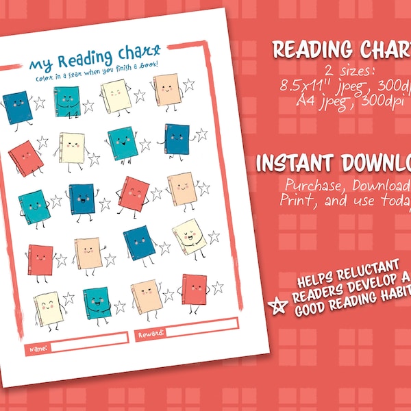 Star Chart Kids Reading - Etsy