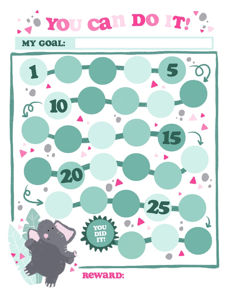 Elephant Reward Chart for Kids, Simple Kids Reward Chart, Cute Animal ...