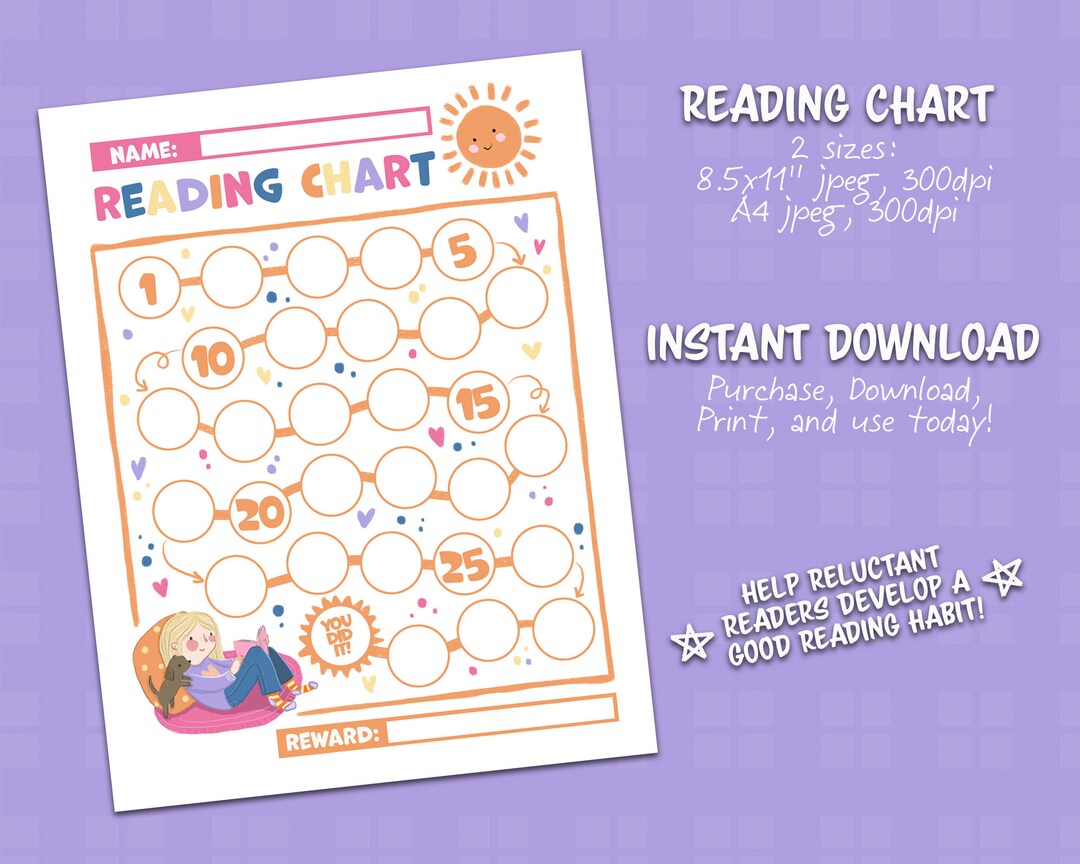 Cute Kid Reading Chart, Simple Reading Chart for Kids, Printable ...