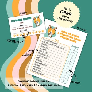 Editable Punch Card for Kids, Printable Punch Card, Printable Reward ...