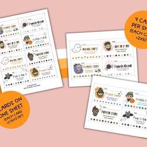 Halloween Punch Cards, Classroom Reward Cards, Trunk or Treat Prize ...