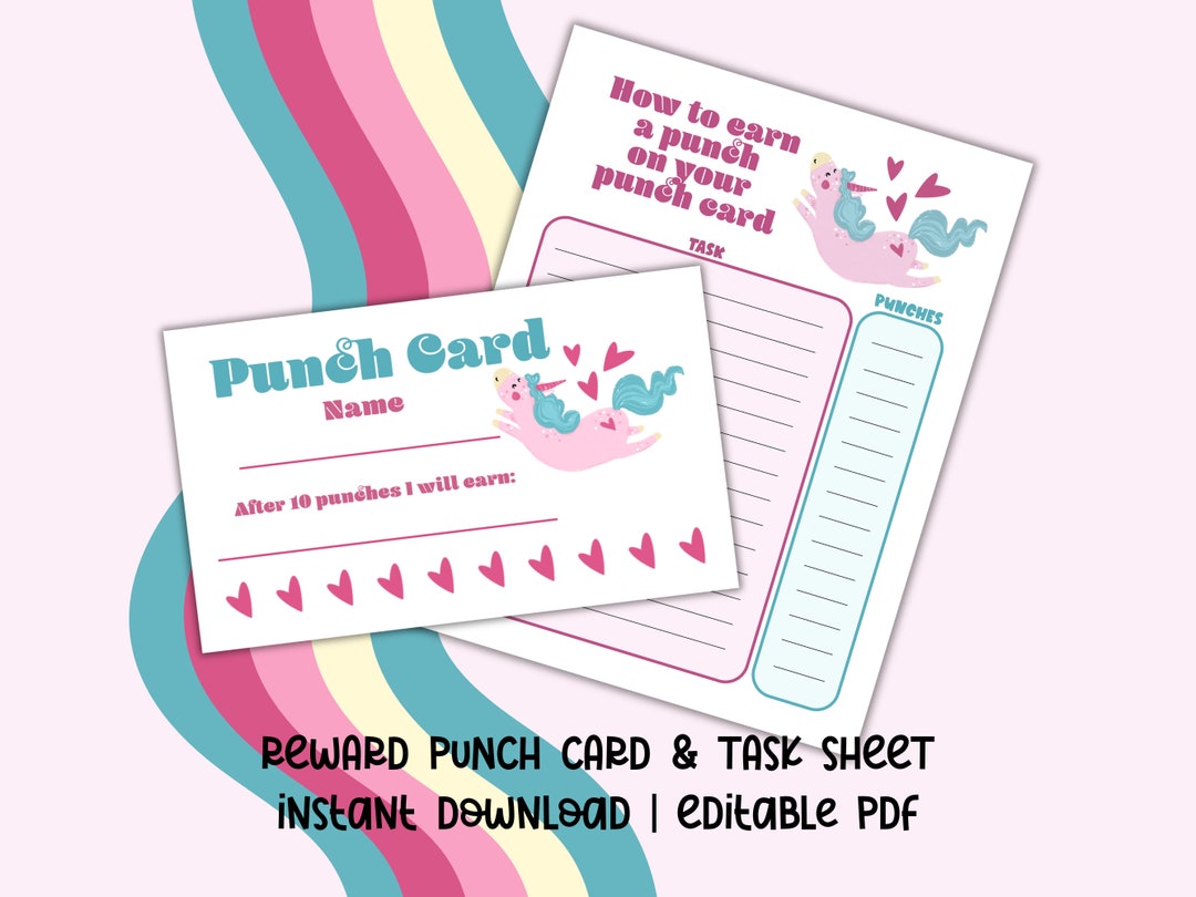 Editable Punch Card for Kids, Printable Punch Card, Printable Reward ...