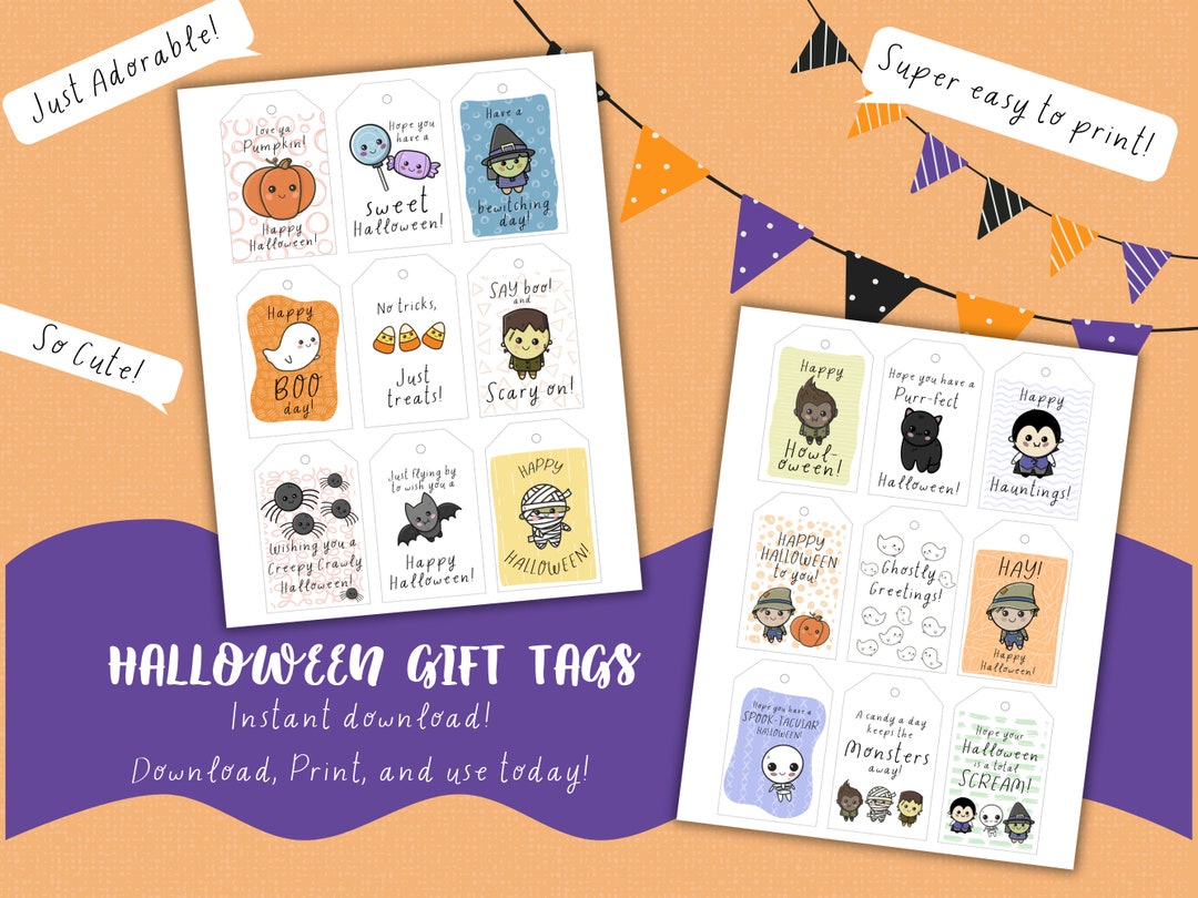 Halloween Gift Tags, Halloween Favor Tags, Spooky Tags, Treat Bag Tags ...