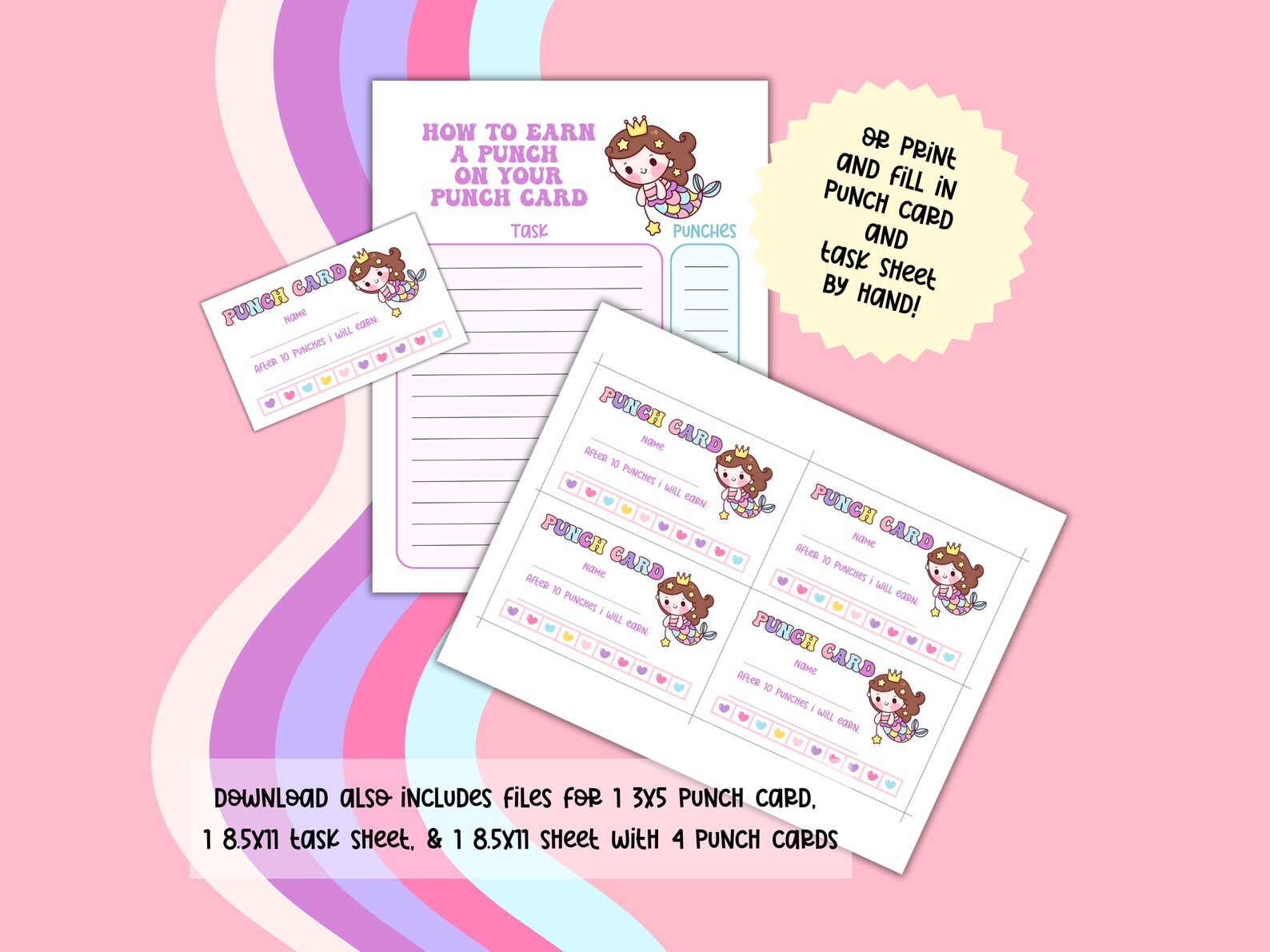 Editable Punch Card for Kids, Printable Punch Card, Printable Reward ...