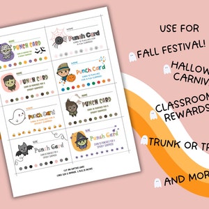 Halloween Punch Cards, Classroom Reward Cards, Trunk or Treat Prize ...
