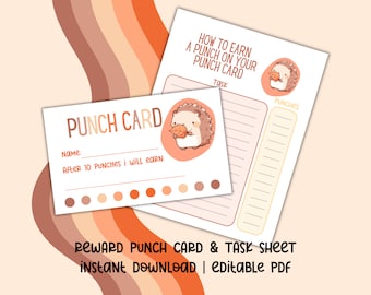 Editable Punch Card for Kids, Printable Punch Card, Printable Reward ...