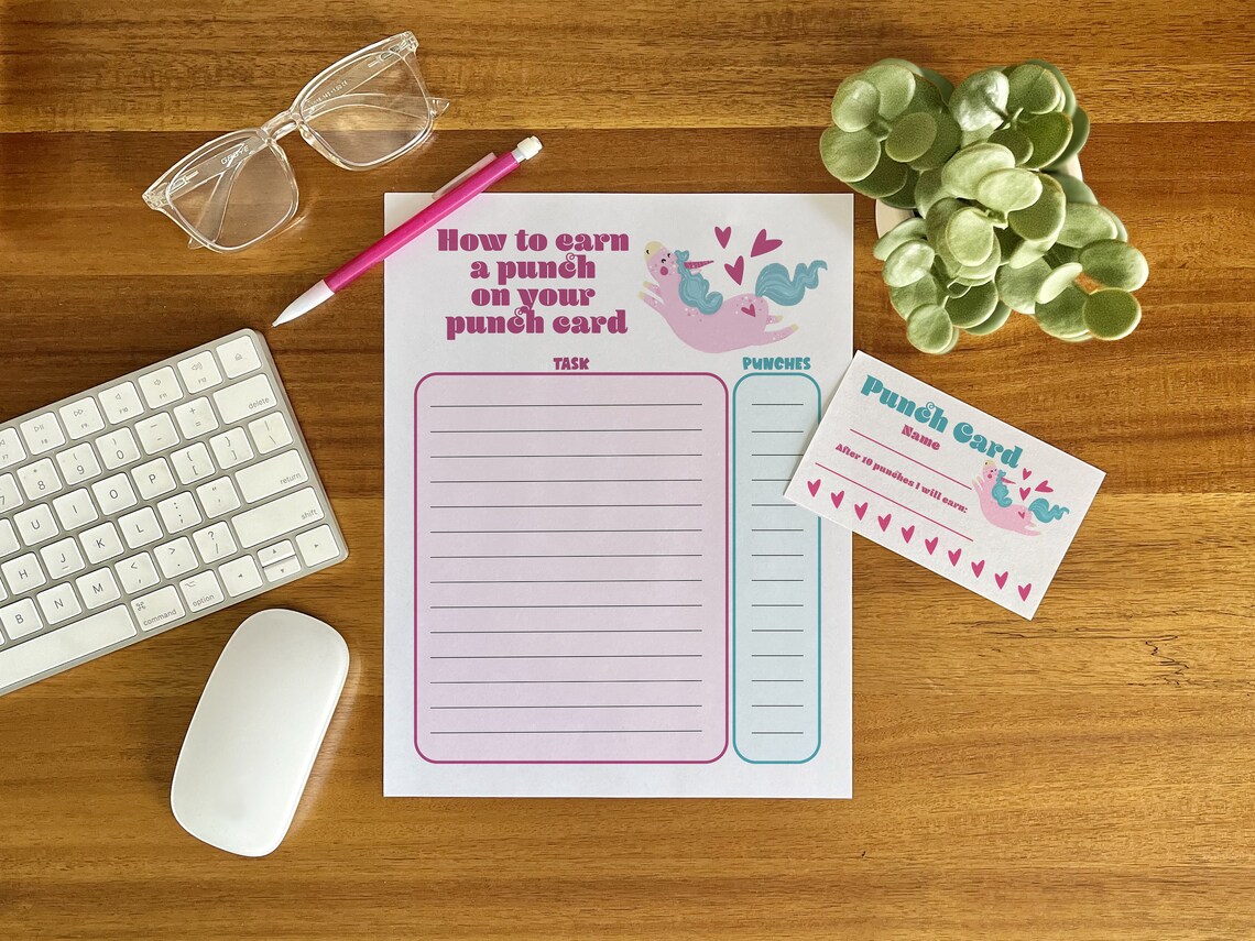Editable Punch Card for Kids, Printable Punch Card, Printable Reward ...