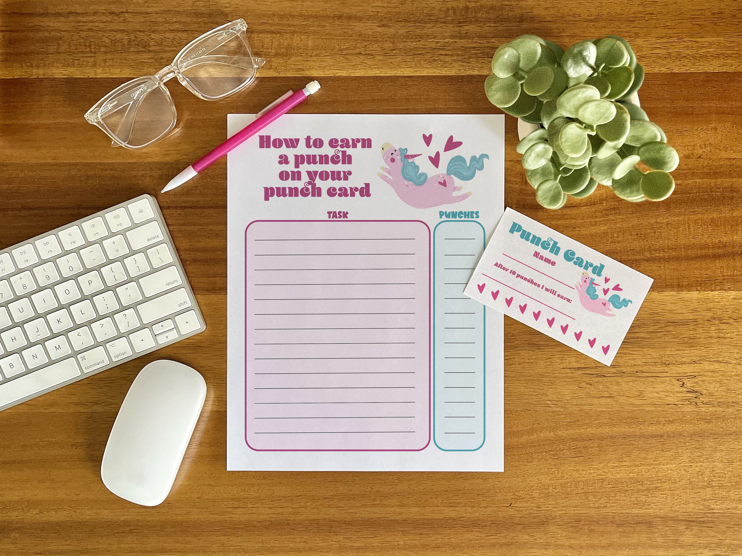 Editable Punch Card for Kids, Printable Punch Card, Printable Reward ...