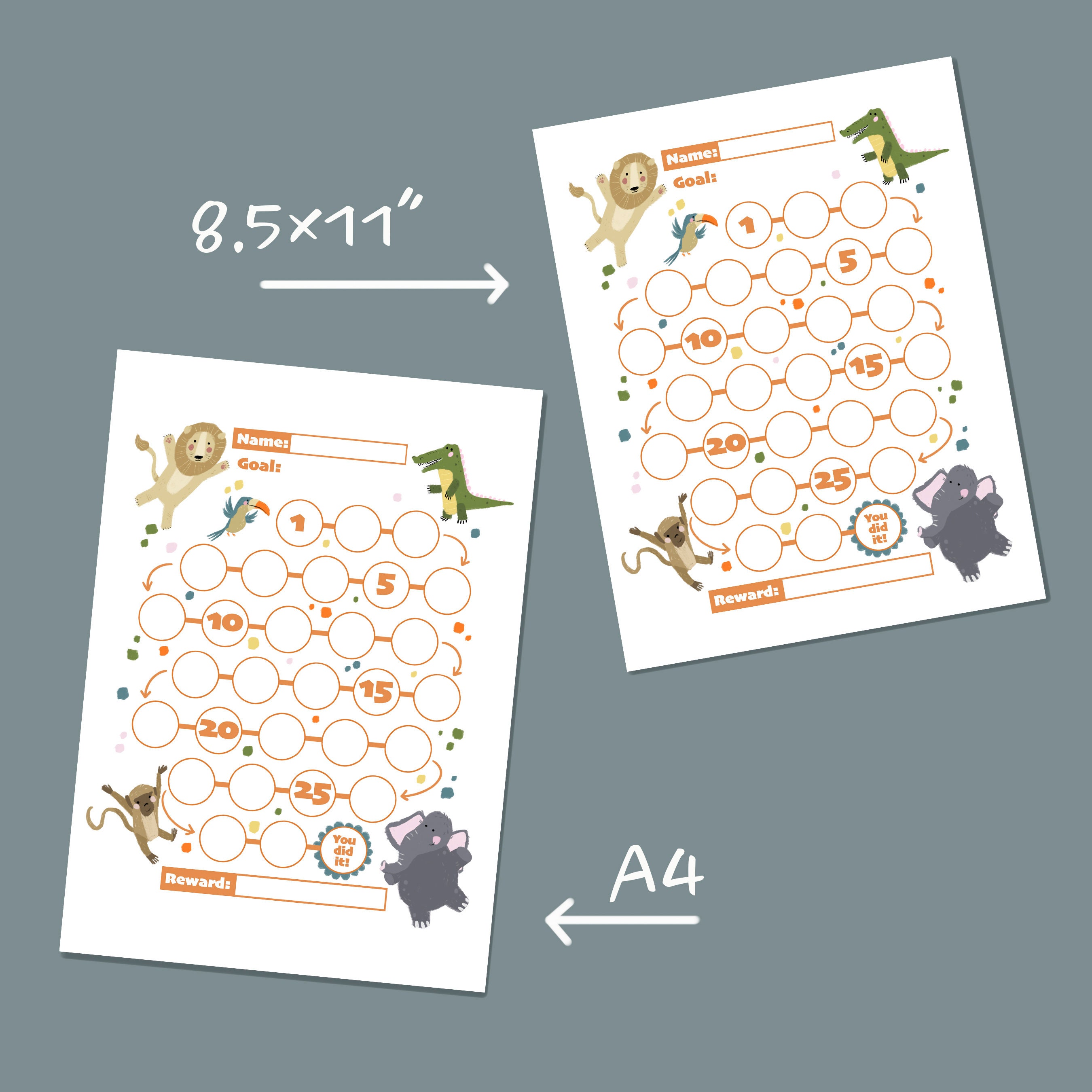 Zoo Animals Reward Chart for Kids (instant Download) - Etsy
