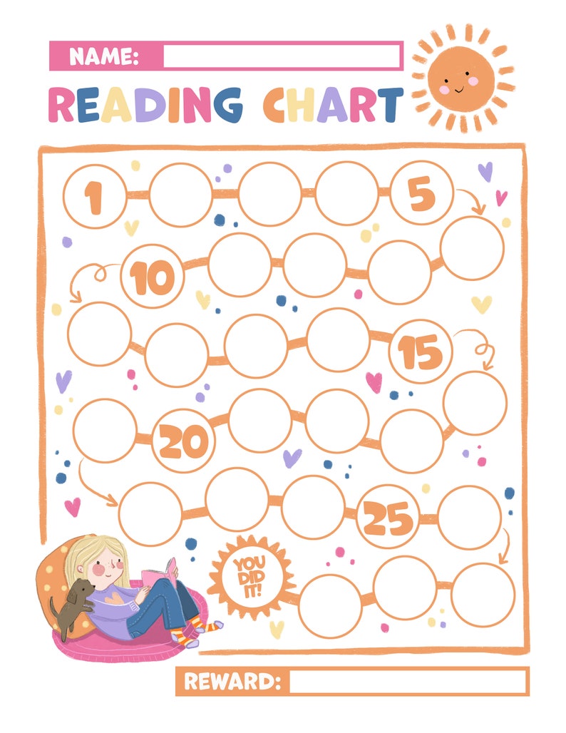 Cute Kid Reading Chart, Simple Reading Chart for Kids, Printable ...
