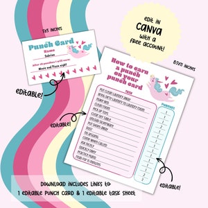 Editable Punch Card for Kids, Printable Punch Card, Printable Reward ...