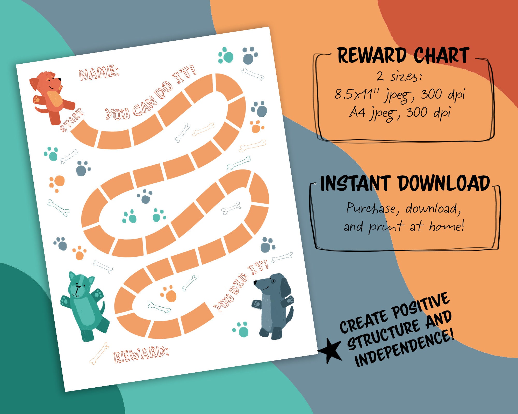 Puppy Reward Chart for Kids, Simple Kids Reward Chart - INSTANT ...