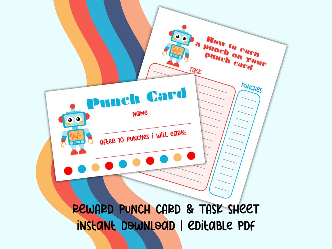 Editable Punch Card for Kids, Printable Punch Card, Printable Reward ...