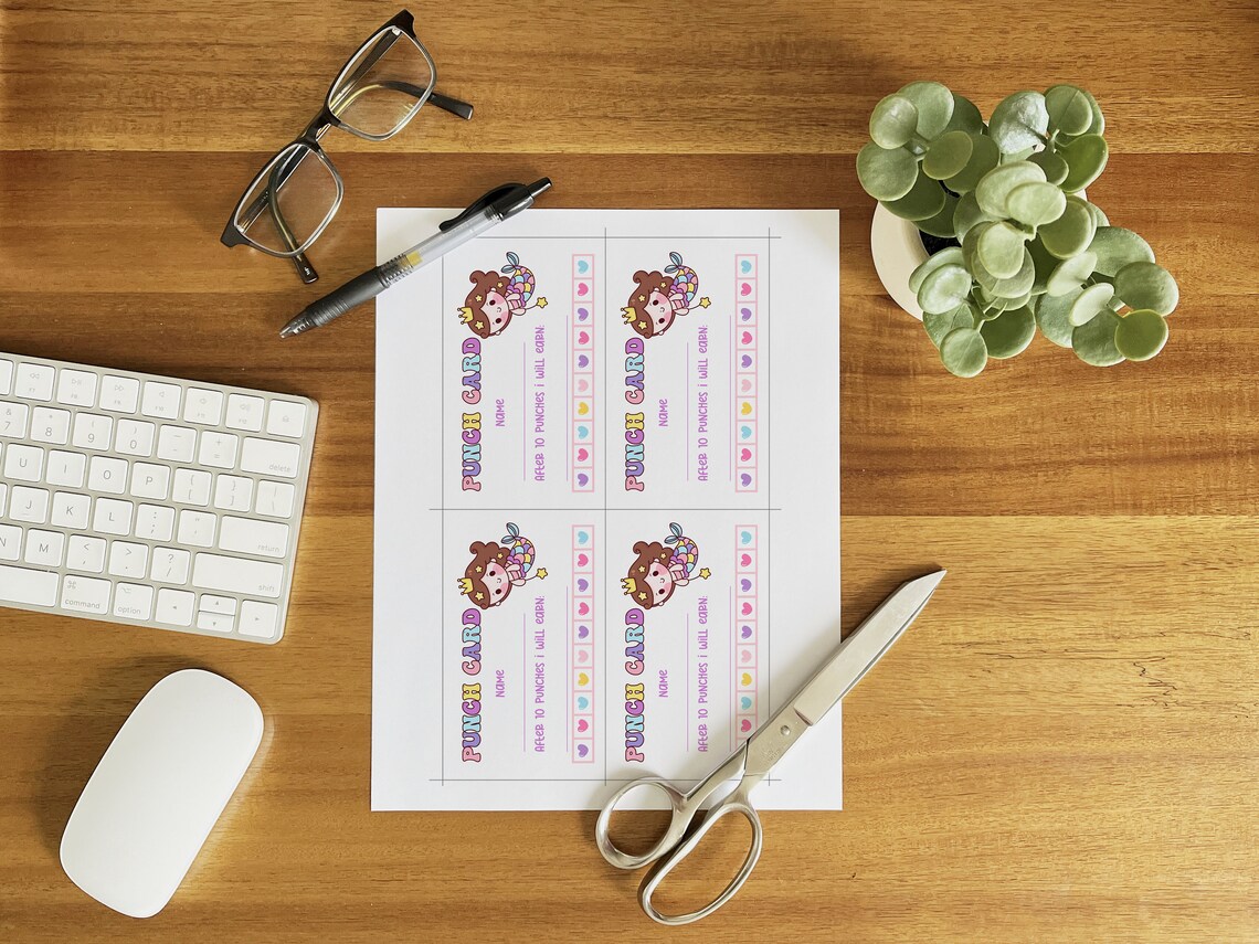 Editable Punch Card for Kids, Printable Punch Card, Printable Reward ...