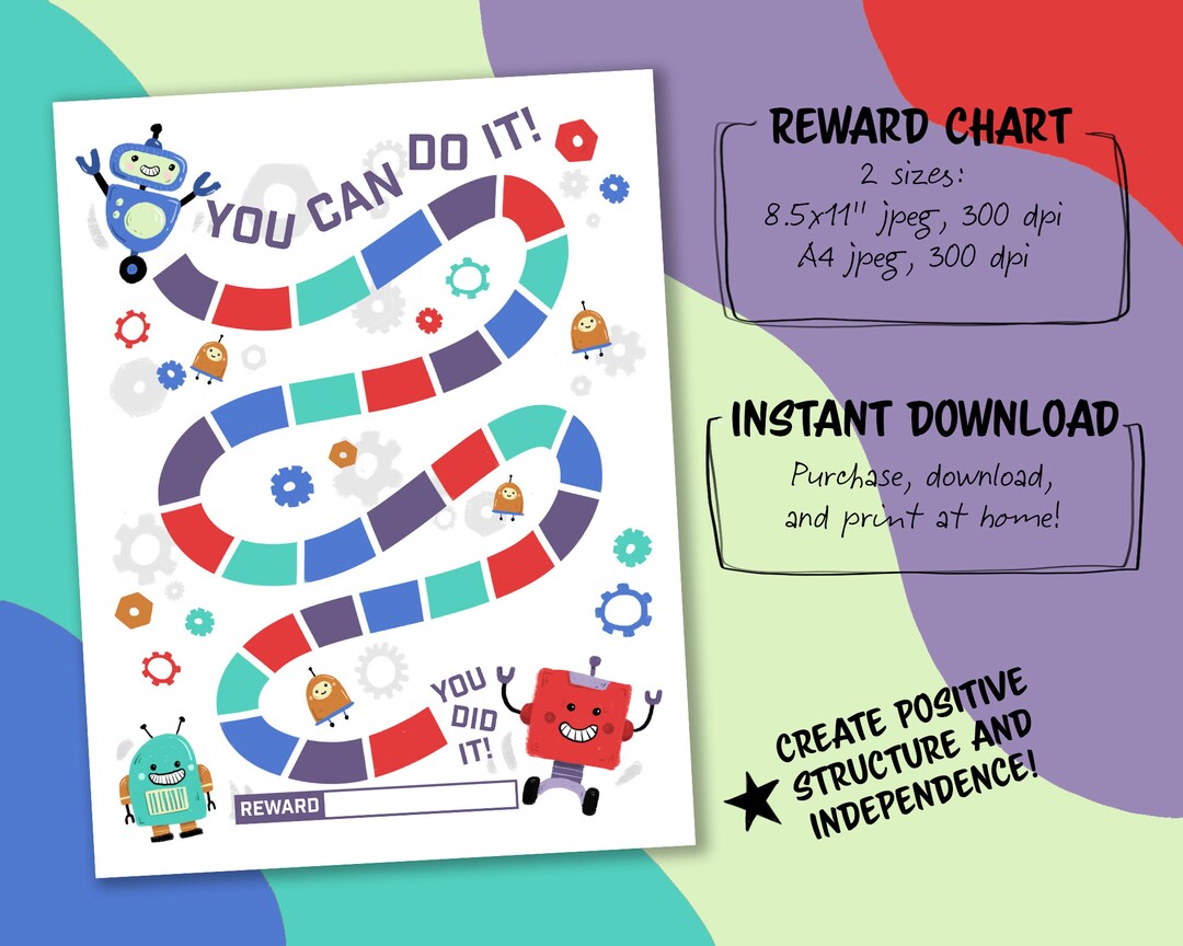 Robot Reward Chart for Kids, Simple Kids Reward Chart - INSTANT ...