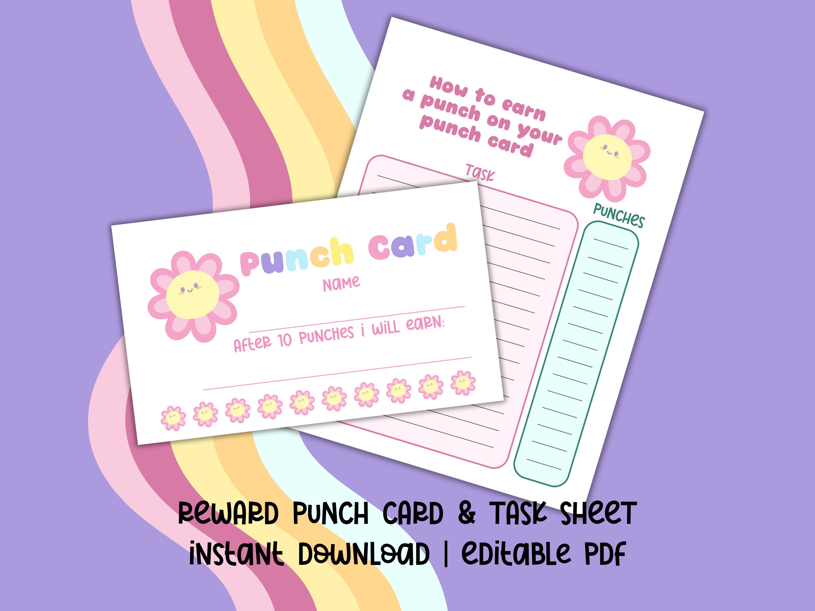 Editable Punch Card for Kids, Printable Punch Card, Printable Reward ...