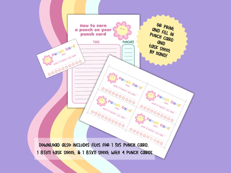 Editable Punch Card for Kids, Printable Punch Card, Printable Reward ...