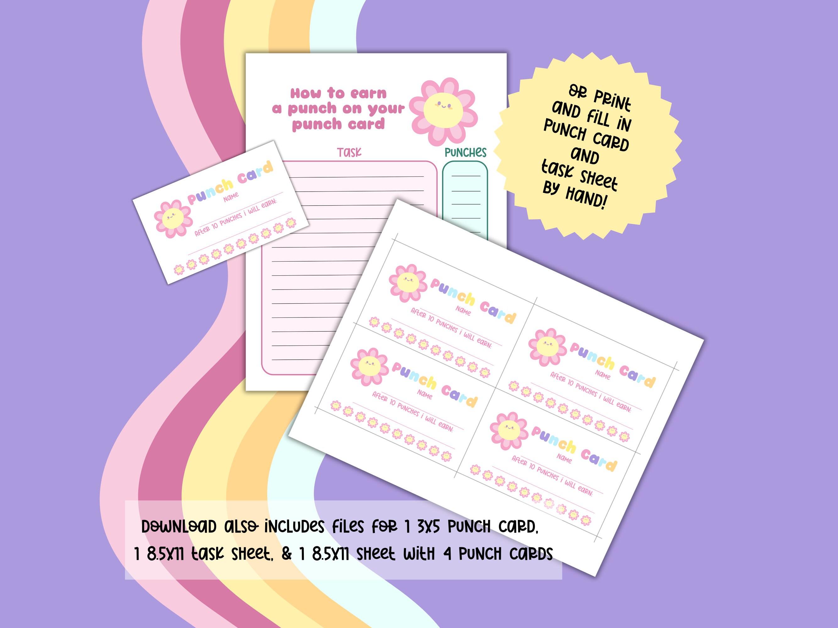 Editable Punch Card for Kids, Printable Punch Card, Printable Reward ...
